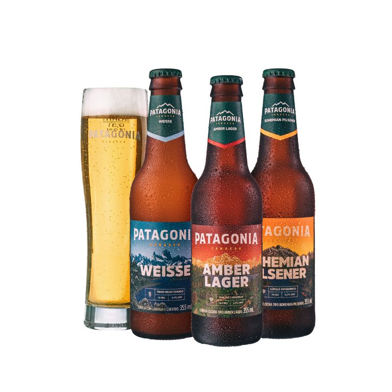 Kit Patagonia Degustação 355ml Copo Madson Empório Da Cerveja